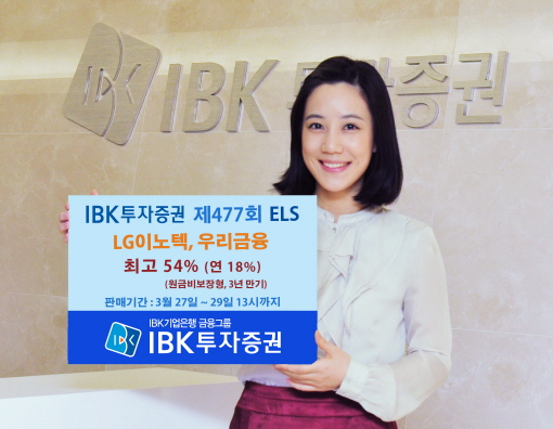 IBK증권, 최고 연 18% 수익 ELS 공모